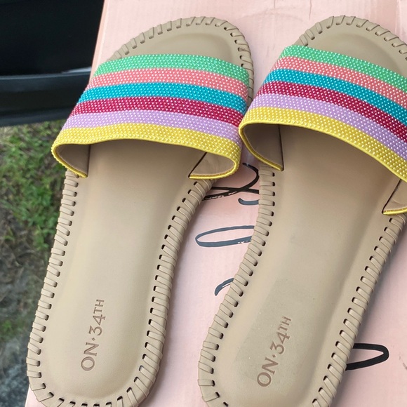 ON 34th | Shoes | On 34th Womens Colorful Slide Sandals | Poshmark